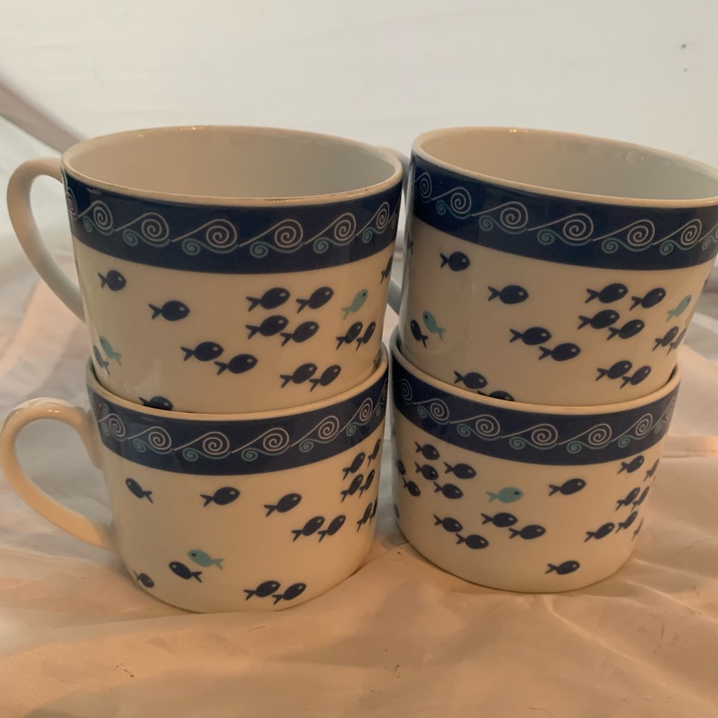 4 Small Bridget Dobson Pisces Fine Porcelain Cups *New* | eBay