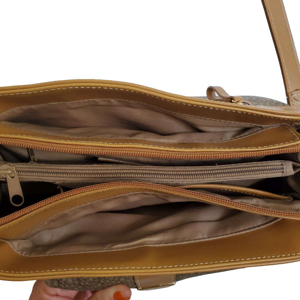 CL America Faux Leather Monogram Crossbody Brown Purse One Size | eBay