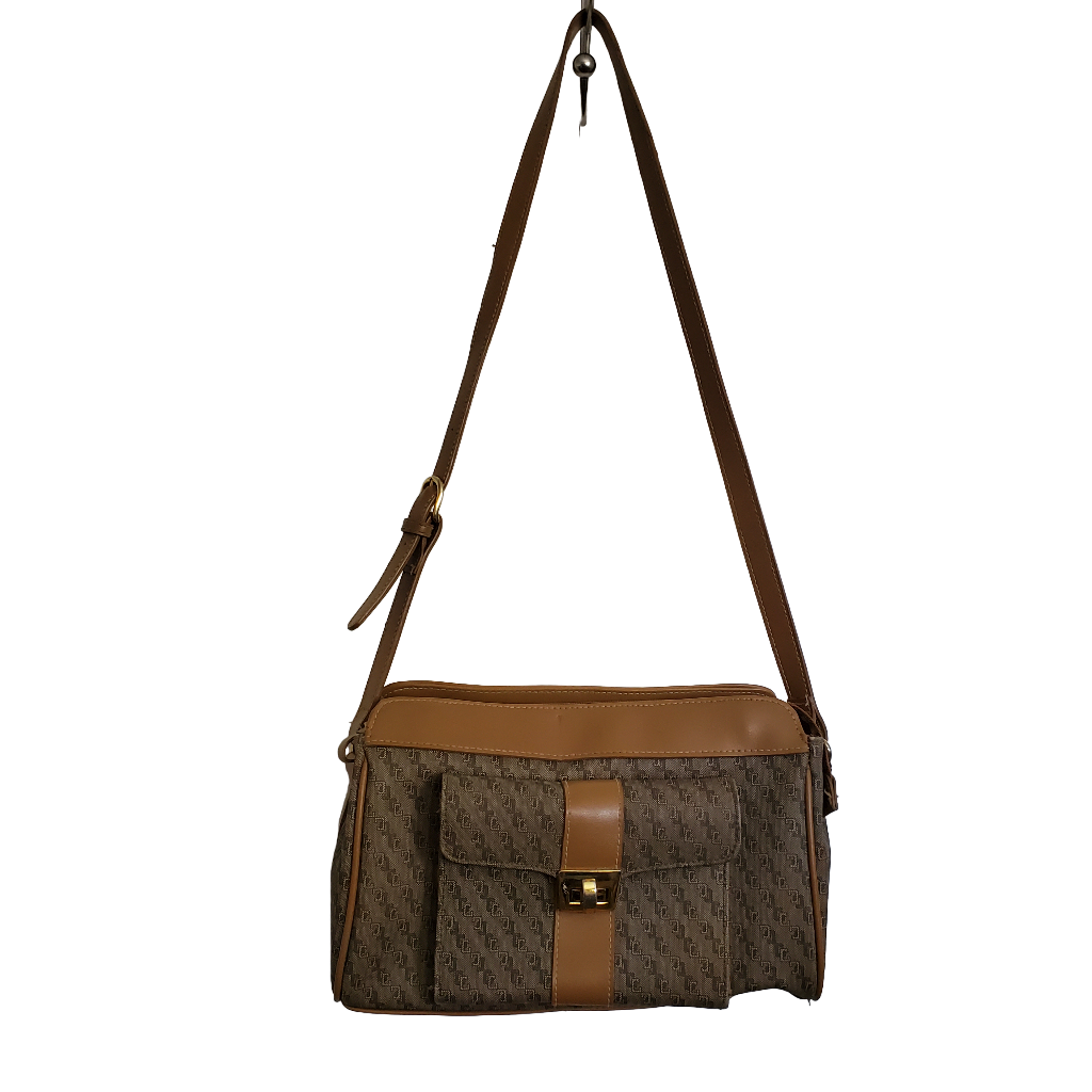 CL America Faux Leather Monogram Crossbody Brown Purse One Size | eBay