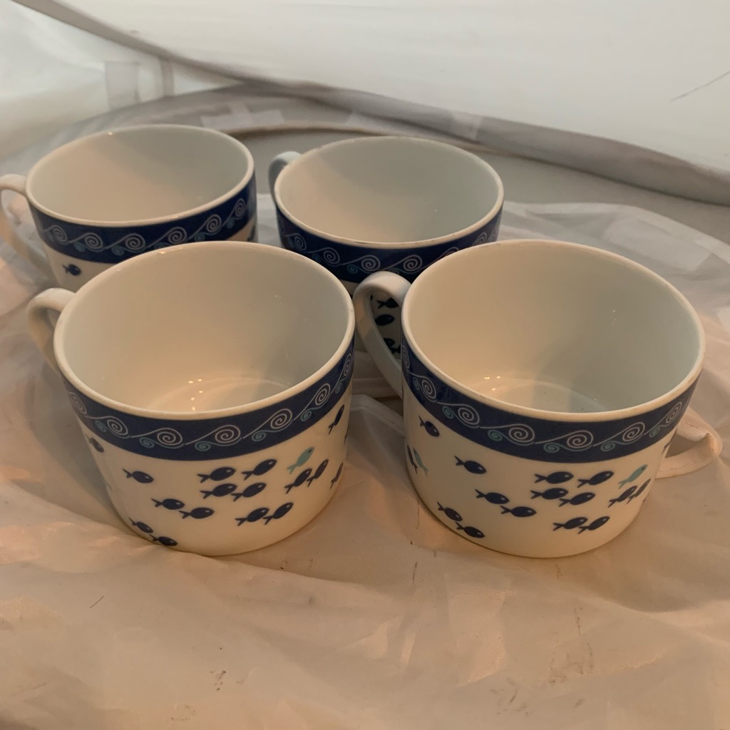 4 Small Bridget Dobson Pisces Fine Porcelain Cups *New* | eBay