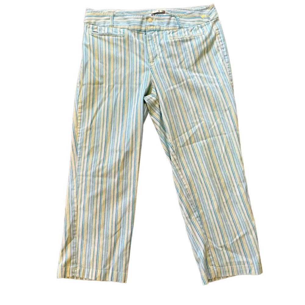 COLUMBIA RESORT WEAR CAPRIS STRIPED PANTS Size 12 Womens COTTON Spandex ...